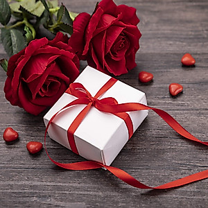 Llxieym Valentine's Day Satin Ribbon Gift Wrapping Ribbon for Valentine's Day Wedding Crafts Decoration DIY Supplies, 0.39 Inch Wide (red, Rose, Peach, Pink)