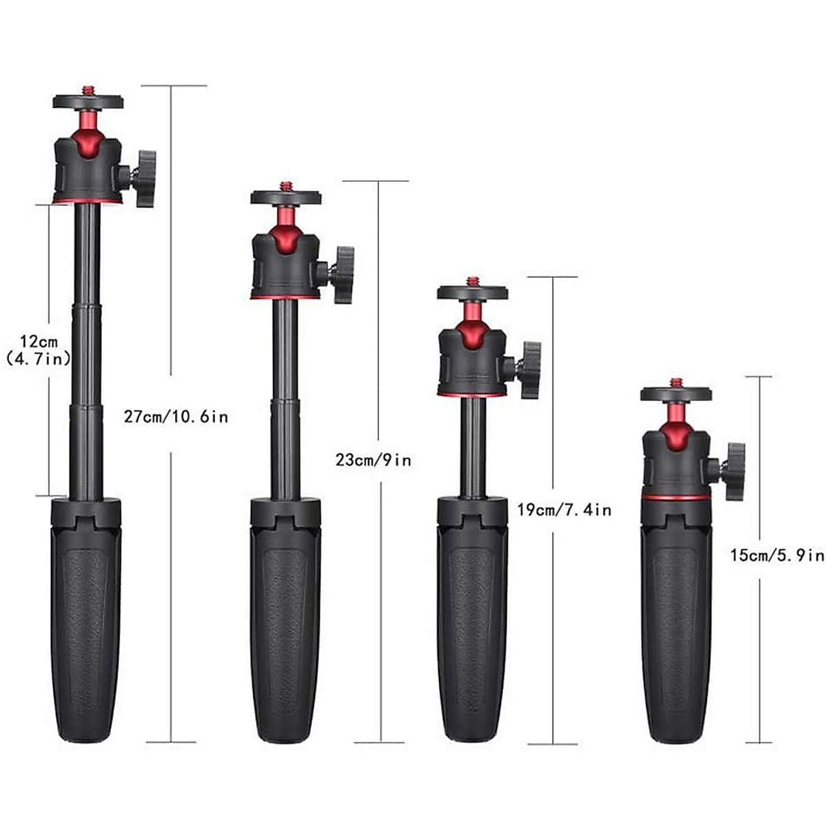 Extendable Mini Selfie Stick Tripod 2 in 1, Compatible with GoPro Max Hero AKASO Action Camera, Portable Handle Vlog Tripod for All Action Cameras and Smart Phone