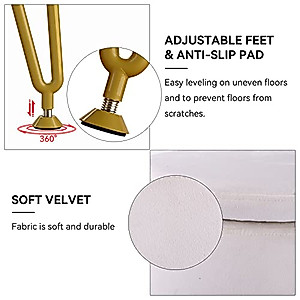 RunLexi Storage Ottoman, Round Footrest Stool Ottoman with Removable Cover & Adjustable Legs, Dutch Velvet Vanity Stool, Soft Padded Seat, Modern Decorative Accent Stool for Makeup, Bedroom, White