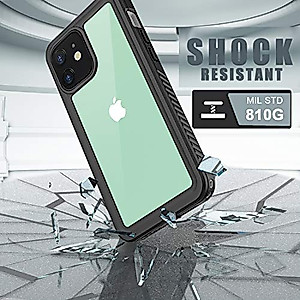 Diverbox for iPhone 12 Waterproof Case,Waterproof Shockproof Dustproof IP68 Full-Body Hard Case Built-in Screen Protector Underwater Outdoor Waterproof Cover for iPhone 12,6.1 in (Clear)