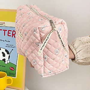 JQWSVE Kawaii Coquette Makeup Bag Cute Cosmetic Bag Aesthetic Floral Makeup Pouch Travel Toiletry Bags for Women Kawaii Stuff