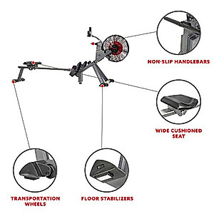 Sunny Health & Fitness Air Plus Magnetic Resistance Rowing Machine – SF-RW5940, gray