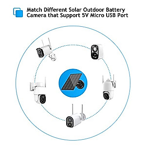 Solar Panel for Solar Battery Outdoor Security Camera, Waterproof with 10ft Charging Cable, 5V Micro USB Port