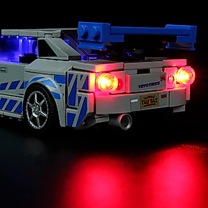 ANGFJ LED Light kit for Lego Speed Champions 2 Fast 2 Furious Nissan Skyline GT-R (R34) Race Car 76917 (Not Include Lego Set)