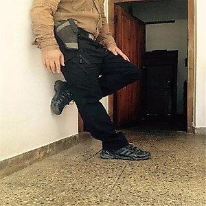 KEHAIOO Men Military Tactical Cargo Pants, SWAT Combat Army Trousers, Casual Many Pockets Stretch Cotton Pants Gray S