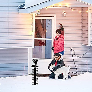 Gift 24cm Snowflake Snow Measuring Instrument Snowmobile Snow Measuring Instrument Metal Snow Measuring Ruler Outdoor Garden Ornament Protractor 1 Pole 40 Amp (Black, One Size)