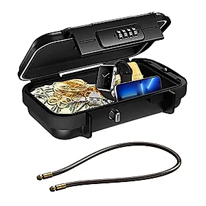 AMIR Portable Safe Box, Combination Security Case LockBox with Code, Waterproof Anti-Theft Mini Travel Safe Box with Removable Chain, Portable Lock Box for Home,Office