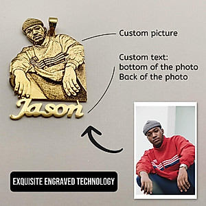 3UMeter Custom Necklace Personalized Necklaces for Women Men Engraved Picture Photo Pendant Necklace 18K Gold Silver Plated Necklace