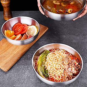 Cabilock 1pc Stainless Steel Bowl Ice Big Bowls for Eating Cereal Bowl Soba Bowls Metal Cooking Bowls Ramen Bowl Food Serving Bowl Stainless Steel Prep Bowls Salad Bowls Mix Salad Plate