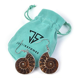 Justinstones Natural Ammonite Fossil Earrings