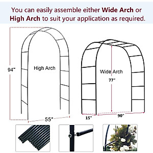 Metal Pergola Arbor, Outdoor Flower Garden Arch Trellis, Durable Steel Garden Arbor for Climbing Plants, Wedding Decoration, 7'8" H x 4'5" W