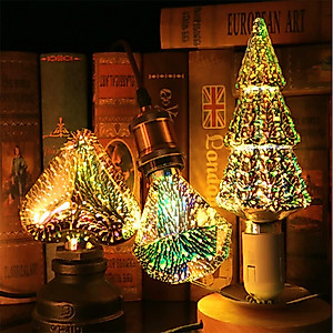 AMZSTAR 3D Firework Bulb Starry Light Bulb E27 AC 85-220V 4.5W Heart Bulb Warm White Light for Valentine's Day Decoration Bar Glass LED Lamp (Love Shape)