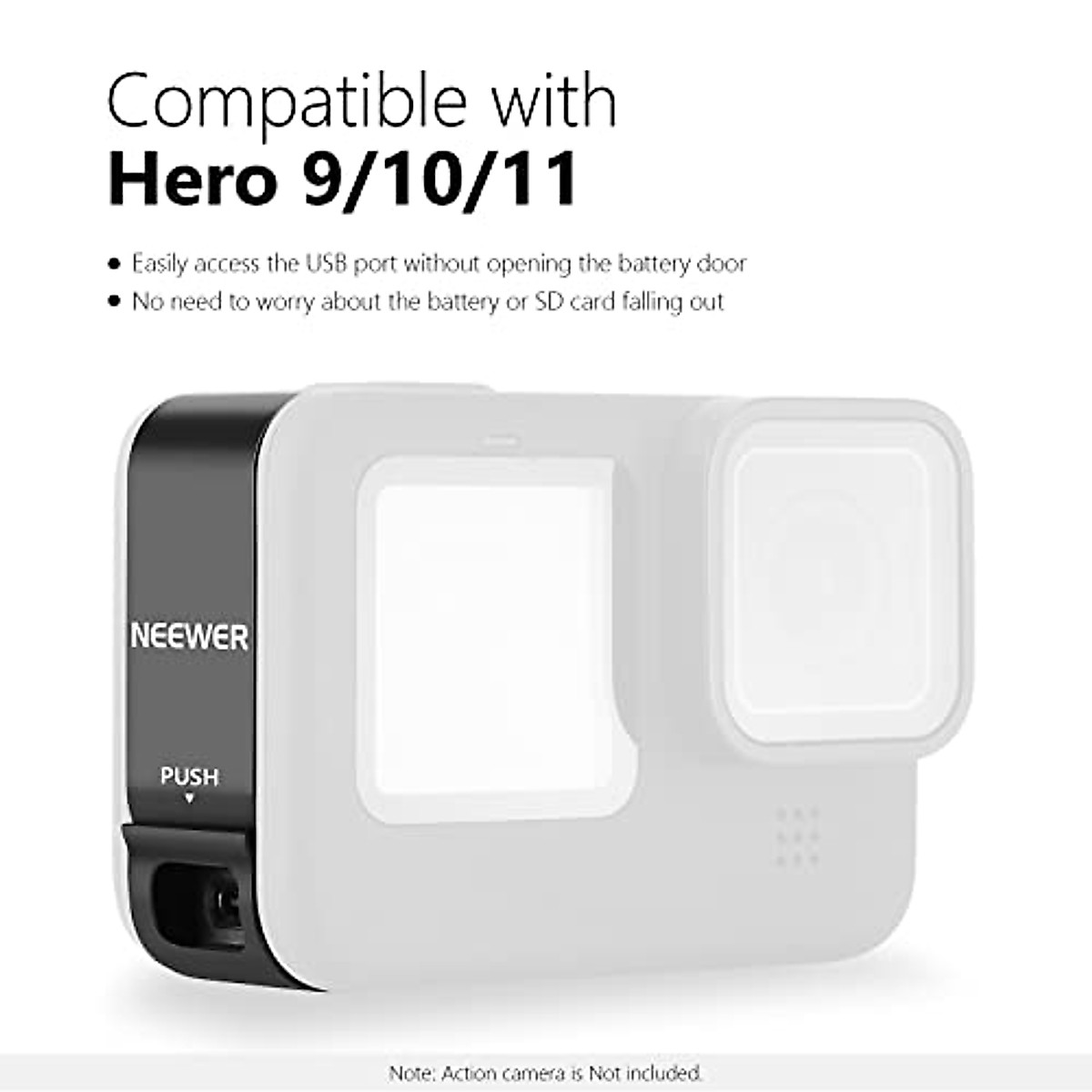 Neewer Protective Cover Replacement Door Compatible with GoPro Hero 10/Hero 9 Black, Battery Charging Door Vlog Accessory Compatible with GoPro 10 9 Action Camera - ST19