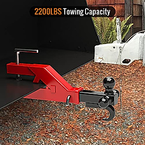 Sulythw Clamp On Trailer Hitch 2" Ball Mount Receiver Adapter for Tractor Bucket Kubota