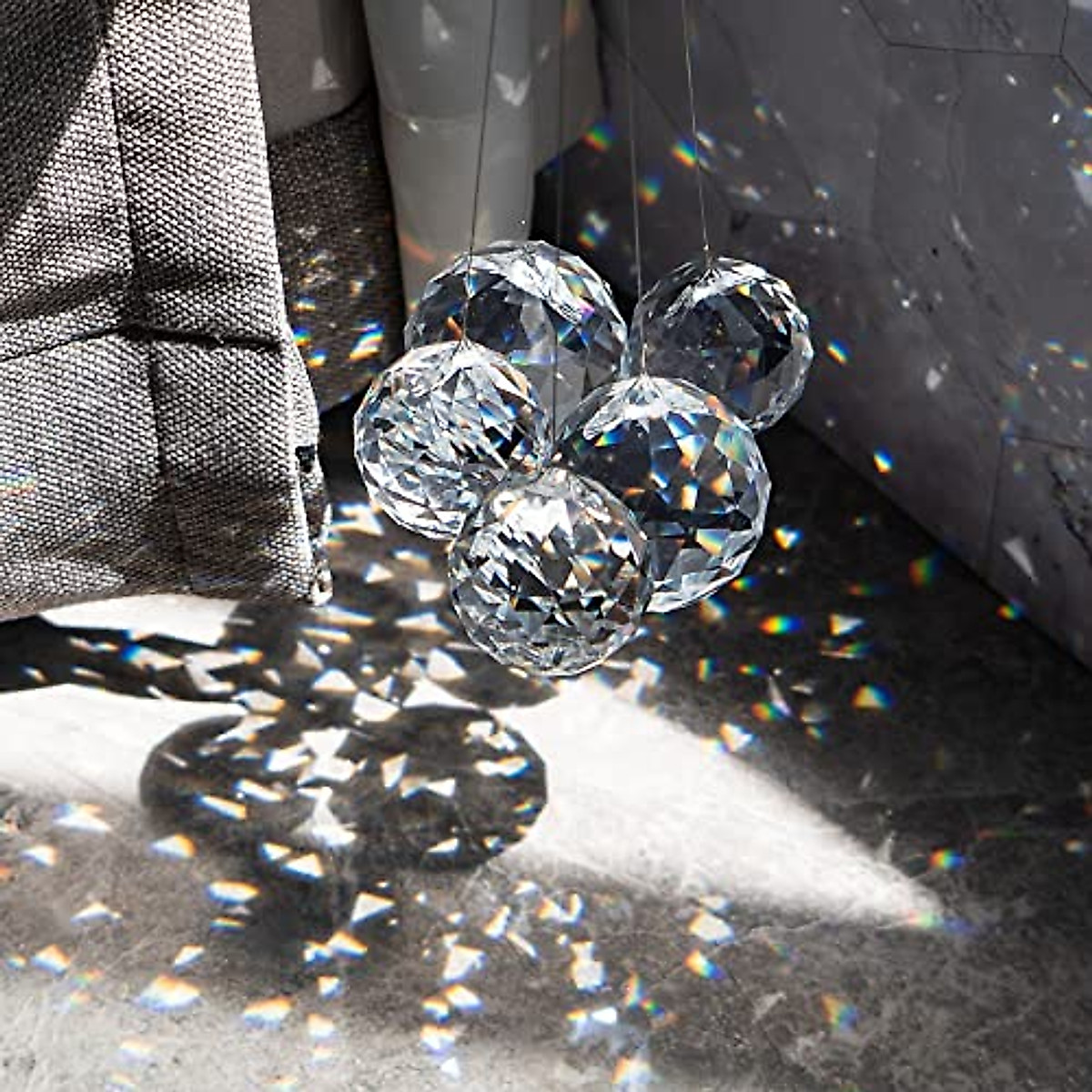 Crystalsuncatcher 24pcs Clear Crystal Ball Prism Suncatcher Rainbow Pendants Maker, Hanging Crystals Prisms for Windows,20mm