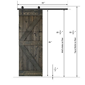 Sliding Barn Door 30 in x 84 in, Made-in-USA, Customizable Solid Wood Barn Door Included 5.25ft Hardware Kit and Pull Handle, Easy Assembly Dark Walnut, British K Series