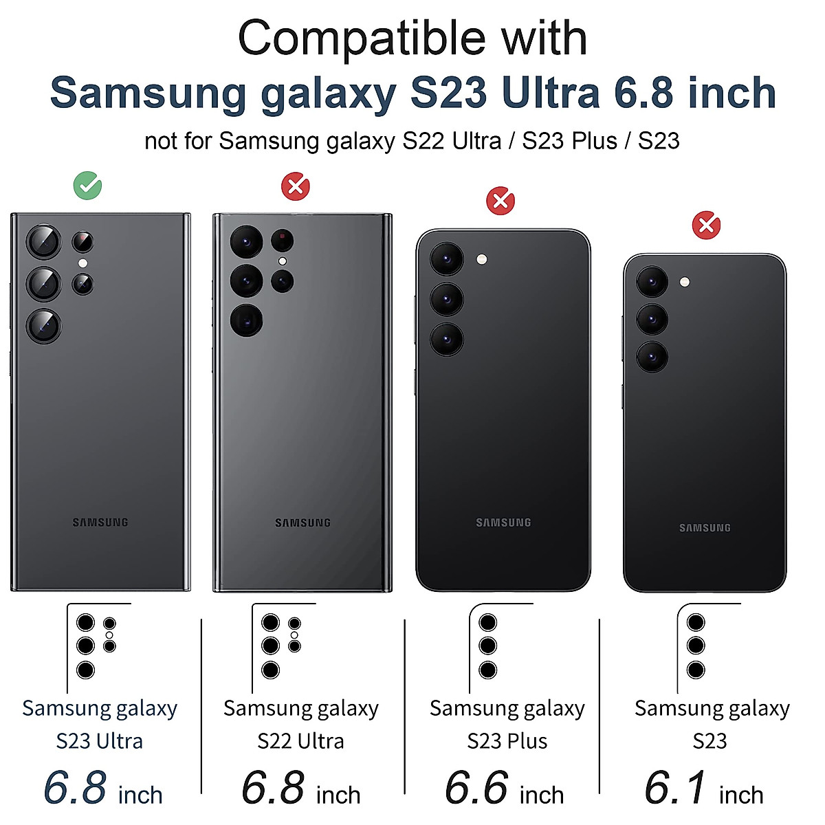 Hoerrye for Samsung Galaxy S23 Ultra Camera Lens Protector, Case-Friendly, 9H Tempered Glass Anti-Scratch, Space Titanium Military-Grade Protection Circle, Removal Tool (Black)