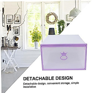Amosfun 4pcs Box Plastic Shoe Storage Box Shoe Storage Cubes Sneaker Drawers Out Shoe Drawer Boot Drawer Shoes Clear Stackable Shoe Drawer Folding Shoe Rack Organizer Purple High Heel