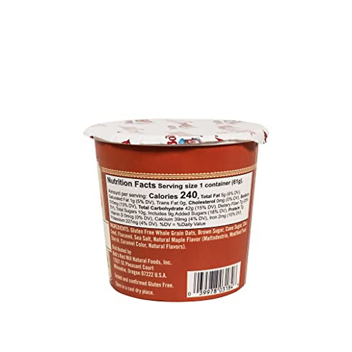 Bob's Red Mill Gluten Free Oatmeal Cup, Brown Sugar & Maple (Pack of 12)