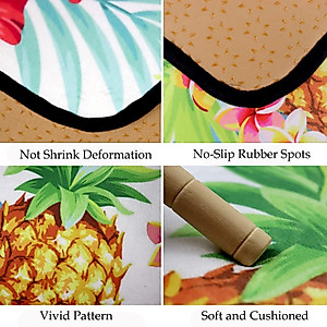 Vantaso Kitchen Mat Rug Tropical Pineapples Flowers Palm Leaves Set of 2 Cushioned Non-Slip Kitchen Floor Mats Comfort Runner Rugs