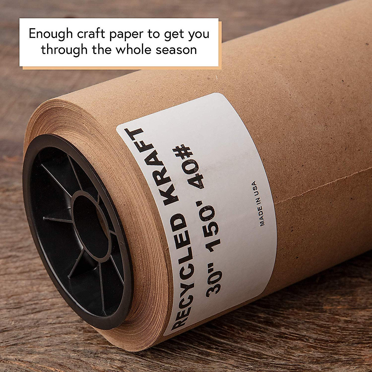 Kraft Paper Roll 30'' x 1800'' (150ft) Brown MEGA Roll - Made in USA 100% Natural Recycled Material - Perfect for Packing, Wrapping, Butcher, Craft, Postal, Shipping, Dunnage and Parcel