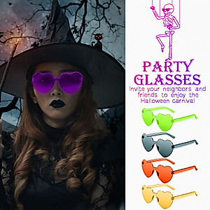 RTBOFY 12 Pack Heart Sunglasses for Women Bulk Fun Party Favor Valentines Day Rimless Shaped Glasses with Candy Color
