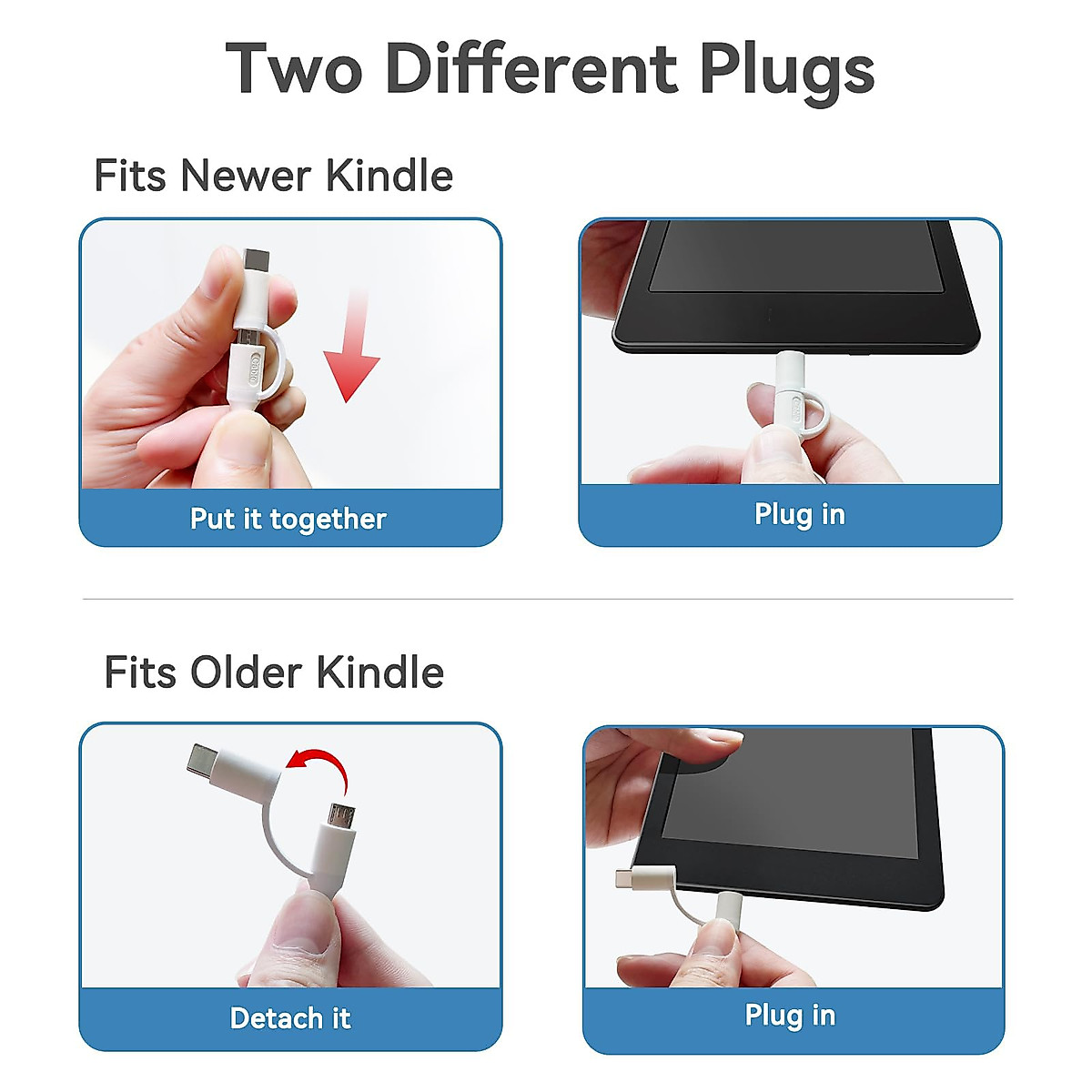 Charger Cord Replacement for Kindle Fire, Paperwhite, Amazon Fire Tablet, Oasis e-Reader - White 6 ft