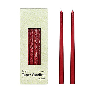 Zest Candle 12-Piece Taper Candles, 12-Inch, Red