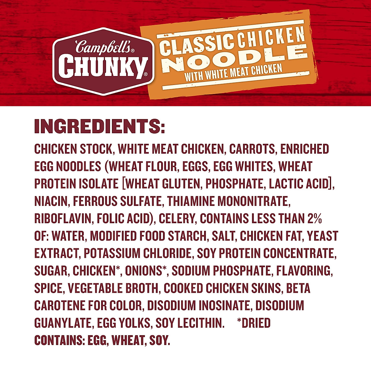 Campbell’s Chunky Soup, Classic Chicken Noodle Soup, 16.1 Oz Can (Case of 8)