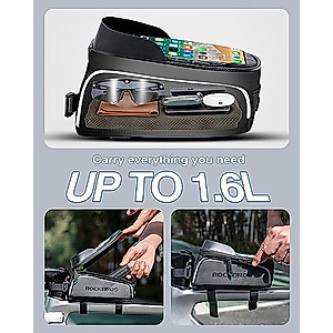 ROCKBROS Bike/Bicycle Phone Front Frame Bag, Waterproof, Tube Bag ,Cycling Pouch Compatible Phone Under 6.5”