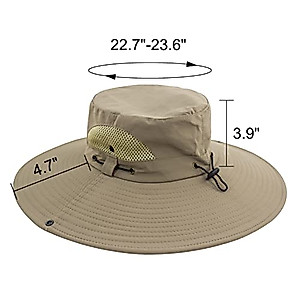 Muryobao Mens Sun Hat Summer Outdoor UPF50+ UV Protection Waterproof Wide Brim Bucket Hats Foldable Boonie Cap for Fishing Hiking Garden Beach Safari Beige