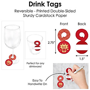 Big Dot of Happiness Lunar New Year - 2024 Year of the Dragon Paper Charger and Table Decorations - Chargerific Kit - Place Setting for 8