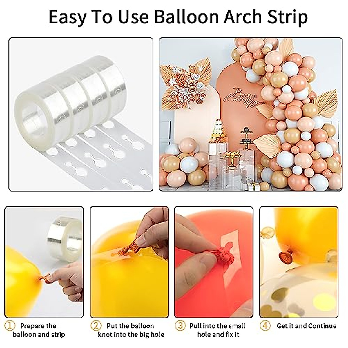 Balloon Arch Kit 12 Rolls Balloon Arch Strip 98.4 Feet Balloon Garland Tape Strip 600 Balloon Dots Glue Balloon Tape and Glue Point for Birthday Party Wedding Baby Shower Arts DIY Balloon Decoration