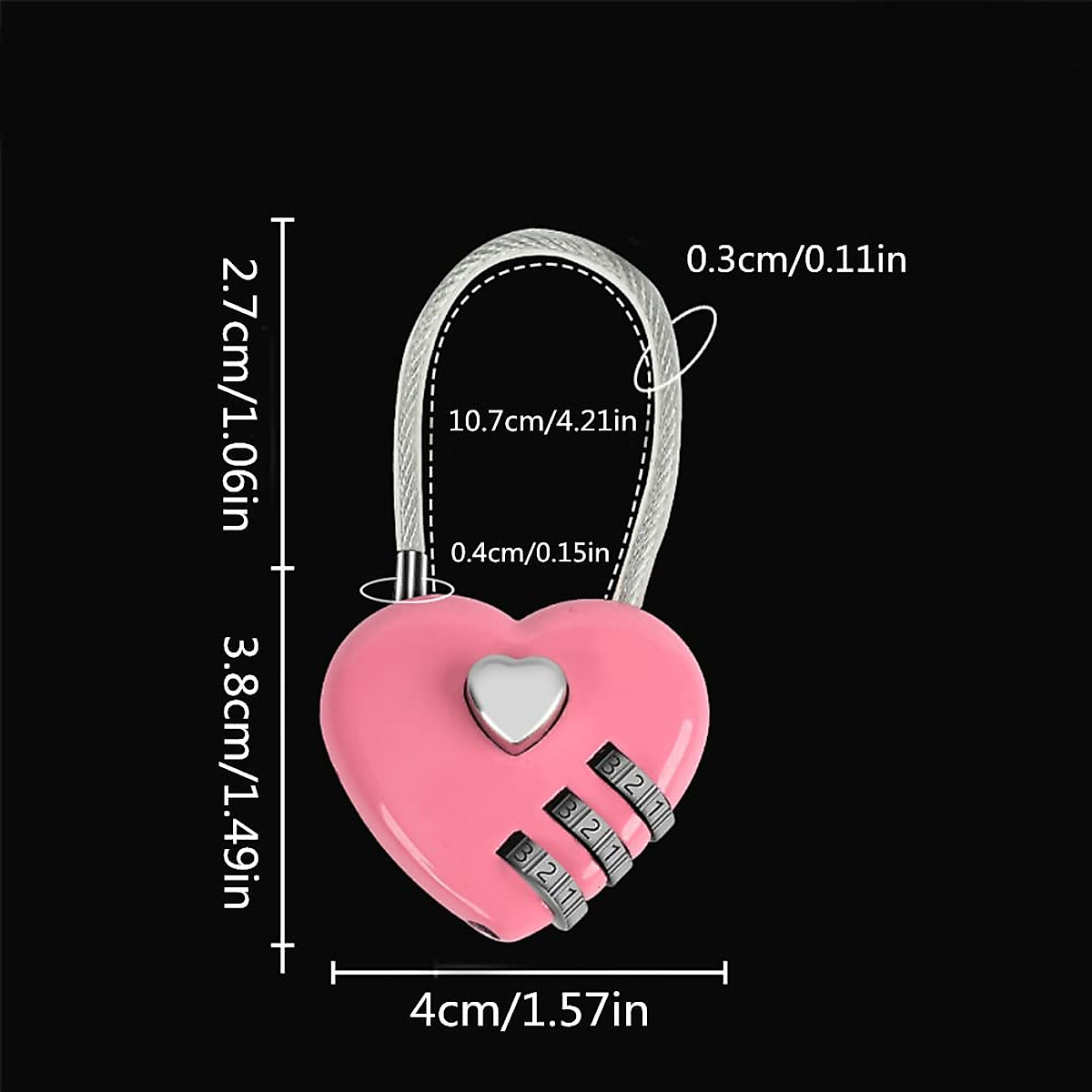 WANLIAN 2 Combination Locks, 3 Digit Combination Padlock with 4.13in (10.5cm) Steel Wire Rope Outdoor Waterproof Padlock for Backpack Luggage Door, Sports Lock