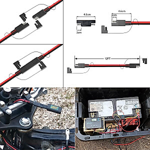 ELFCULB SAE Extension Cable 16AWG SAE Connector Battery Cable with Protective Cable Sleeve for Automotive RV Battery Solar Panel (12FT)