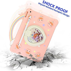 [Super Cute Rainbow Handle Unicorn Case] Compatible with iPad 10.2 Inch 2021/2020 iPad 9th/8th (Orange)