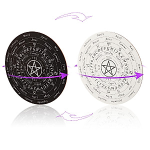 Star Pendulum Board Wooden Dowsing Board Set Include Crystal Dowsing Pendulum Necklace, 8 Chakra Stones, Round Pendulum Board Dowsing Divination Metaphysical Message Board for Witchcraft Supplies