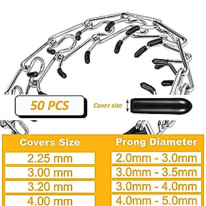 Prong Collar Covers 2.25mm Designed for Herm. Sprenger Collar (50 Tips per Pack), Vinyl Comfort Prong Tips for 2.0mm-3.0mm Dog Pinch Collar