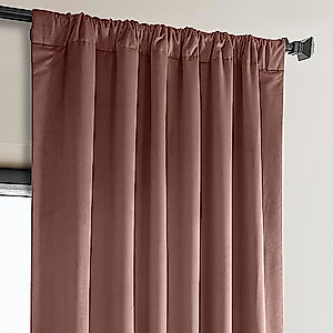 HPD Half Price Drapes Heritage Plush Velvet Curtains 96 Inches Long Room Darkening Curtains for Bedroom & Living Room 50W x 96L, (1 Panel), Wild Rose