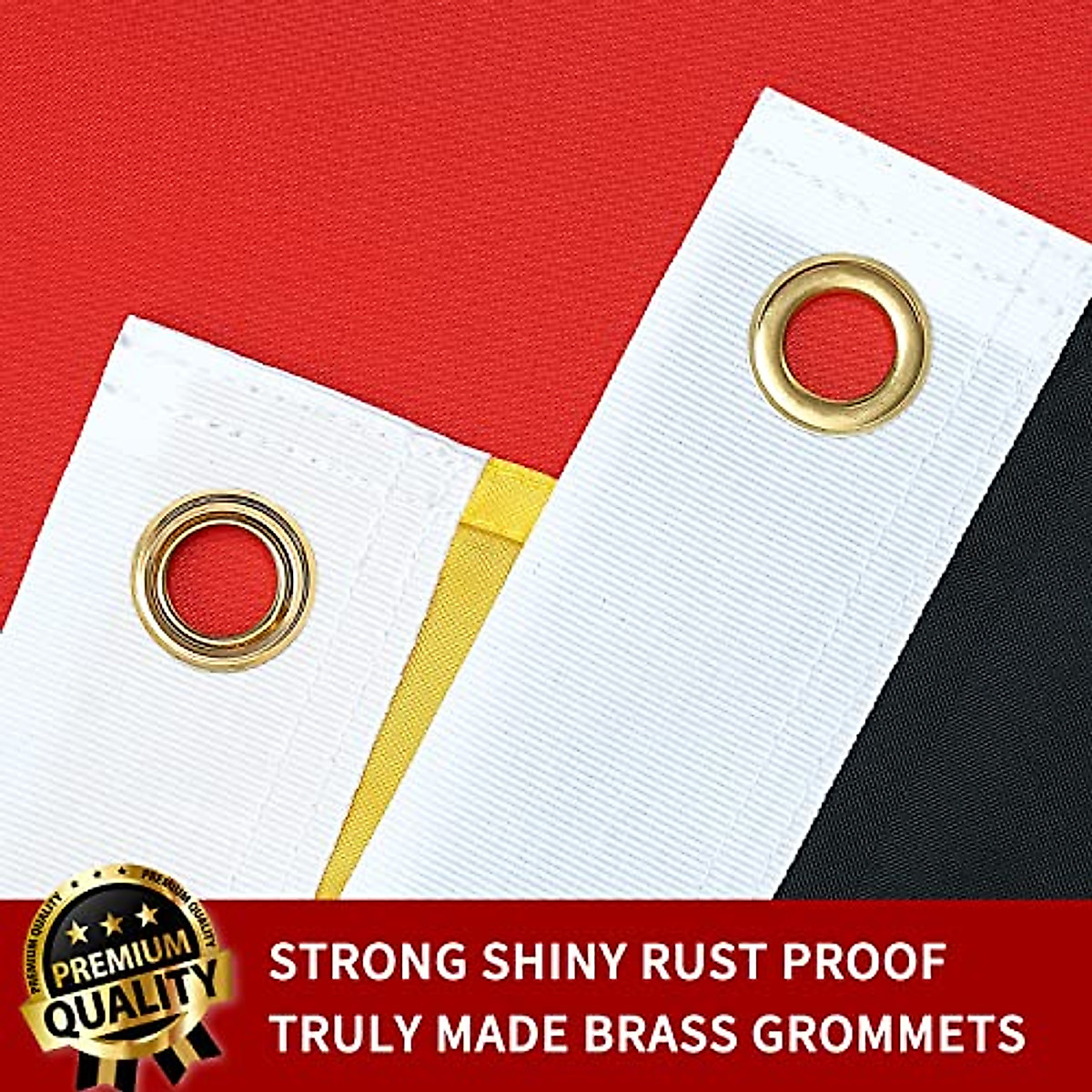 XIFAN Premium Nylon Germany German Flag 3x5 Outdoor, Double Sided Heavy Duty 210D Nylon German National Country Flags, Strongest Longest Lasting with Sewn Stripes/4 Stitch Hemming/Brass Grommets