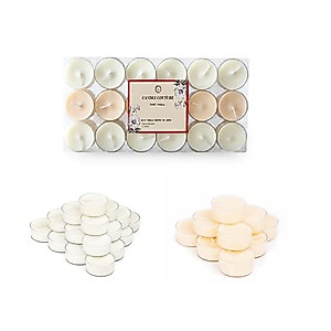Asfroy Vanilla Scented Candles, 36 Pack Tea Light Candle with Clear Cup, Highly Scented 95% Soy Wax, Natural Essential Oils, Tealights Long Burning Time, Candle Gift Set for Women