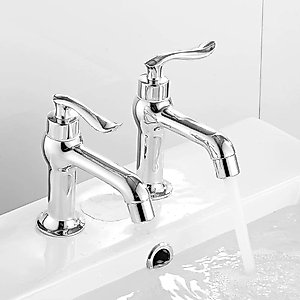 Bathtub Basin Pillar Taps Pair Plating Single Cold and Hot
