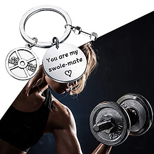 BAUNA Fitness Workout Keychain Jewelry You Are My Dumbbell Exercises Weightlifting Sports Fitness Gifts For Friends Couple (Fitness Workout Keychain)