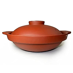 ZHCHSH Casserole Pot Clay Bowl 40oz Red Shallow Pan for Cooking Dolsot Bibimbap Soup Exclusive Japan Korea Style
