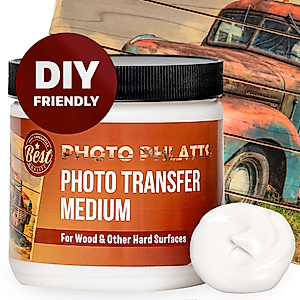PHOTO PHLATTS Photo Transfer Medium Gel for Transferring Photos to Wood and Other Hard Surfaces | Premium Image Transfers for Wood DIY Crafts and Personalized Gifts | 8oz
