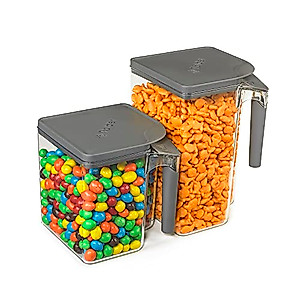 Polder Handle-It Food Grade, BPA Free Storage Canister, Stackable, Secure handle for easy one handed pour (2 Small (2.75-QT), 2 Large (4-QT))