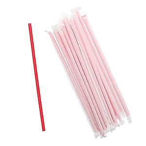 AmerCare 10.25 Inch Giant Red Straws, Paper Wrapped, Case of 1200