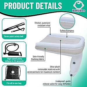 BABYBOO Convenient Inflatable Travel Bed for Toddlers | Fly Travel Kids Bed Fits Most Airplane Seats | Portable Airplane Car Bed for Toddler | Car Seat Toddler Travel