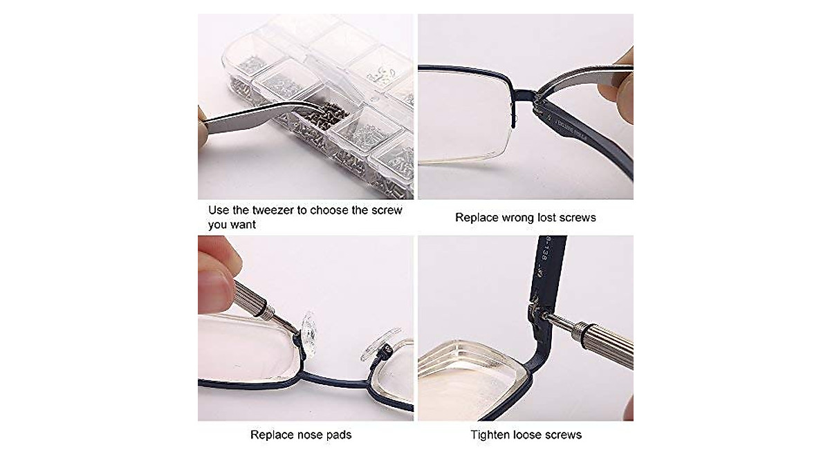 Eyeglasses Repair Kit with 1100 Pieces for Quick Fixes