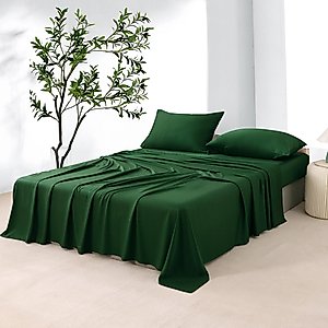 NATUREFIELD Bed Sheets Set Full Size (4pc), Rayon Derived from Bamboo, Cooling Sheets with Fitted Deep Pockets, Hotel Luxury Bedding Sheets & Pillowcases